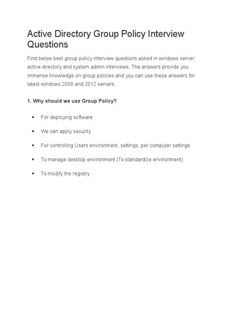 active directory group policy interview questions pdf