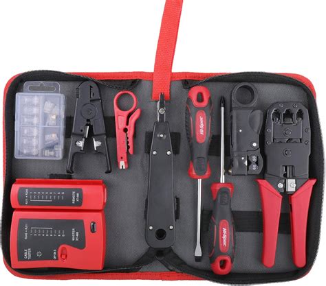 Hi Spec Kit d Outils Réseau 9 pièces Professionnel avec Testeur de