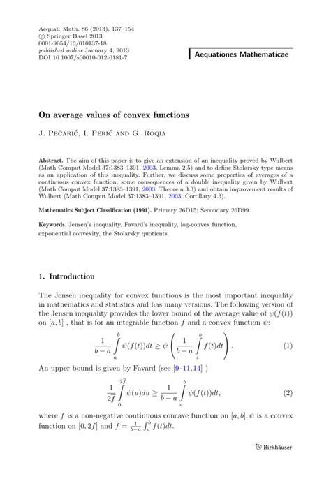 pdf on average values of convex functions