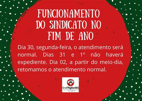 NÃO HAVERÁ EXPEDIENTE DIA 31 TERÇA FEIRA E DIA 1º SindiVigilantes