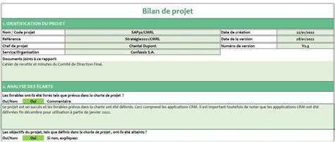 Organiser une réunion post mortem Modèle Bilan projet