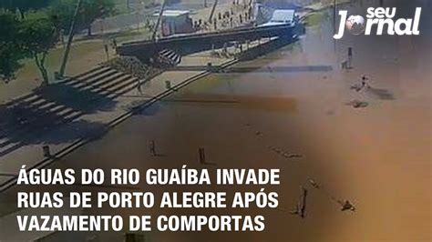 Águas do rio Guaíba invade ruas de Porto Alegre após vazamento de