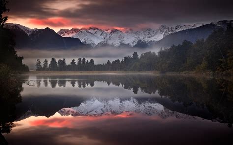 Trees Landscape Mountains Sunset Lake Water Nature Reflection
