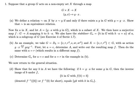 solved a 1 suppose that a group g acts on a non empty