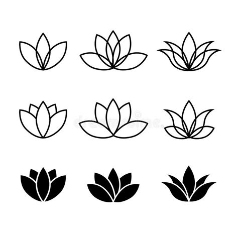 Conjunto De Lotos Colección De Flores De La Línea De Loto Ilustración