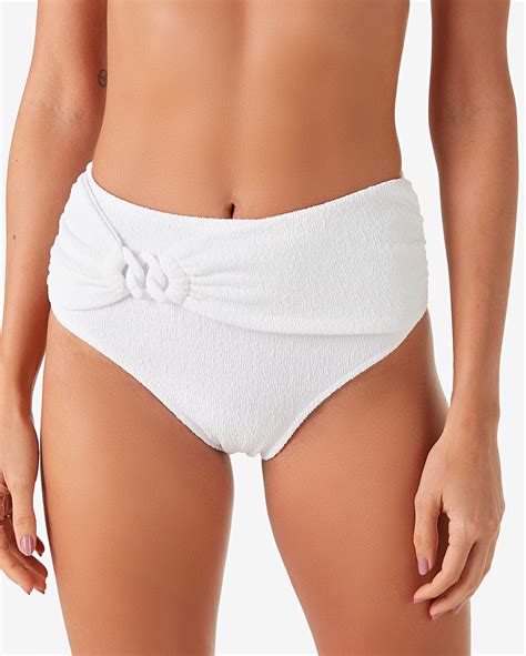 Riachuelo Biquíni Calcinha Hot Pant Textura Correntes Branco