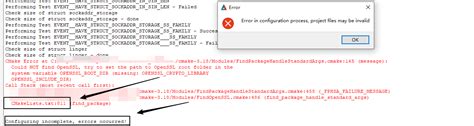 Configuring Incomplete Errors Occurred