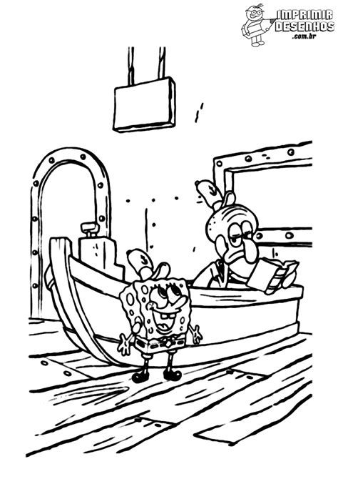 Bob Esponja E Lula Molusco No Siri Queijo Para Colorir Imprimir Desenhos