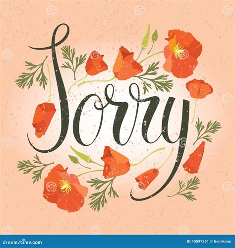Sorry Card With Red Flowers Stock Vector Image 40597351