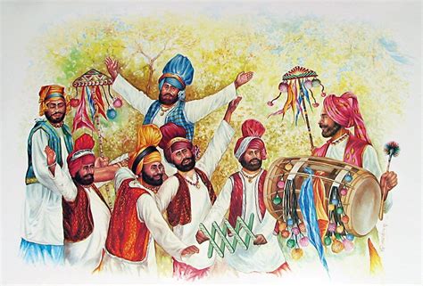 Bhangra Dancers From Punjab Dandelion Art Bhangra Dancer Poster