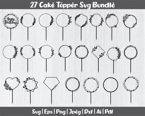 Circle Frames Svg Bundle Cake Topper Svg Files For Cricut Wedding The