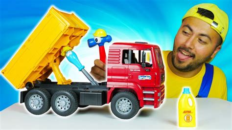 Oyuncak kamyon bozuldu Eyvah kırıldı Çocuklar için tamir oyunu
