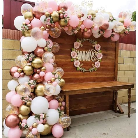 Gör det själv Rose Guld Rosa Vit Ballong Garland Arch 160st med