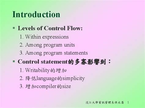 statementlevel control structures introduction levels of control flow