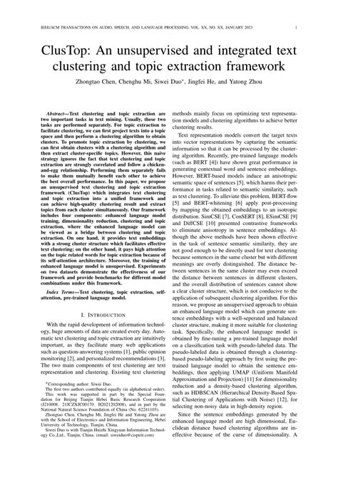 pdf clustop an unsupervised and integrated text clustering and topic extraction framework