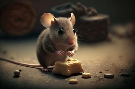 Premium Photo A Mouse Eating A Piece Of Cheese