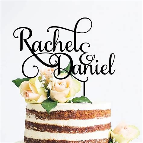 Acr Lico R Stico Bolo Topper Nomes De Casal Casamento Personalizado