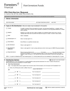 Fillable Online IRA Distribution Request Foresters Fax Email Print