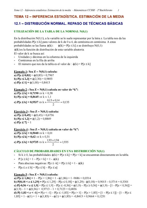 12 Inferencia Estadistica 2 CS TEMA 12 INFERENCIA ESTADÍSTICA