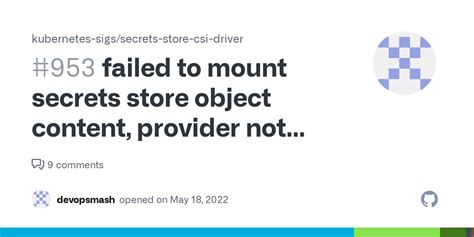 Failed To Mount Secrets Store Object Content Provider Not Found
