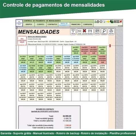 Planilha Controle De Mensalidades Simples E Eficiente R 149 em São