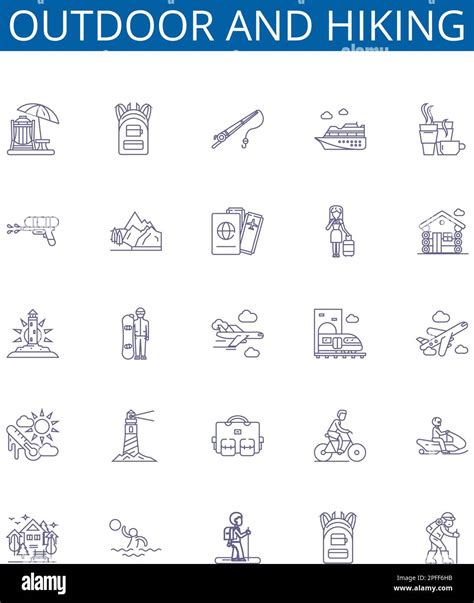 Outdoor And Hiking Line Icons Signs Set Design Collection Of Hiking