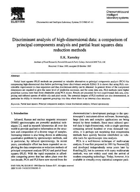 pdf discriminant analysis of high dimensional data a comparison of principal components