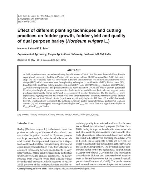 pdf effect of different planting techniques and cutting practices on fodder growth fodder