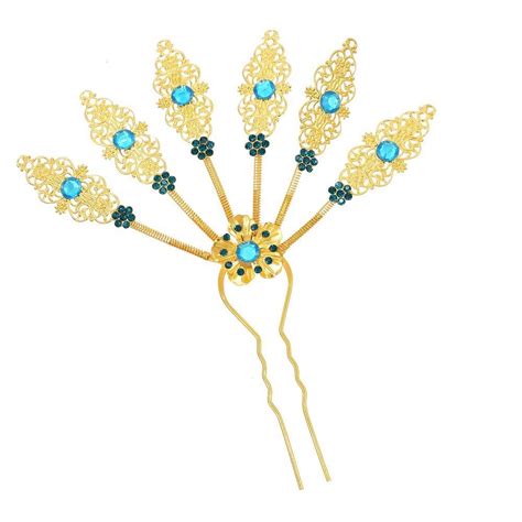Ancient Style Headwear Thai Headdress Leaf U Shape Hairpin Metal Hair