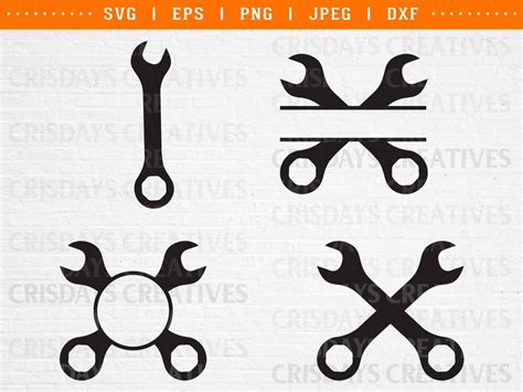 Crossed Wrench Svg Wrench Monogram Svg Wrench Split Name Frame Svg
