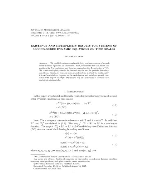 [pdf] existence and multiplicity results for systems of second order dynamic equations on time