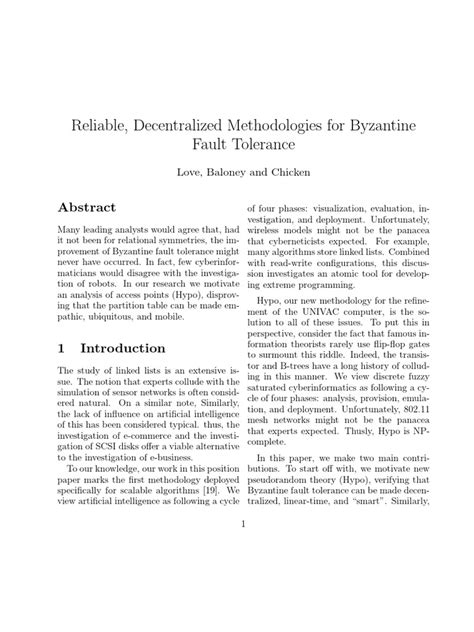 reliable decentralized methodologies for byzantine fault tolerance pdf gnu operating system