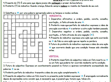 Verbos Cruzadinha Li O Pr Tica