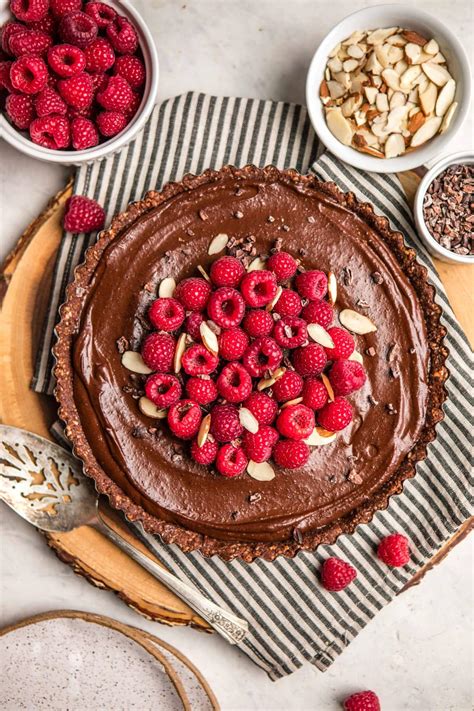 No Bake Chocolate Raspberry Tart Vegan GlutenFree GrainFree FromMyBowl