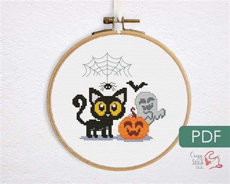 Sewing Fiber Kits How To Halloween Cross Stitch Pattern Easy Cat