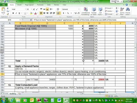 commercial electrical load calculation spreadsheet within example of commercial electrical load