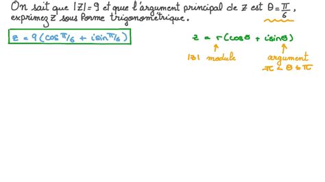 Vidéo question Écrire un nombre complexe sous forme trigonométrique