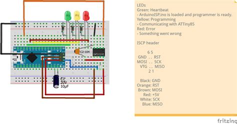 how to connect attiny85 for in system programming isp while already hooked up to sensors and