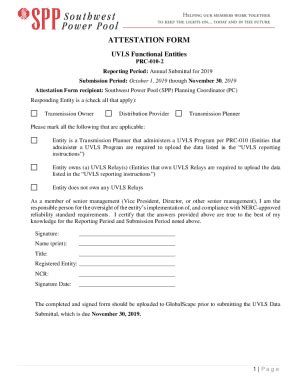 Fillable Online ATTESTATION FORM UVLS Functional Entities Fax Email
