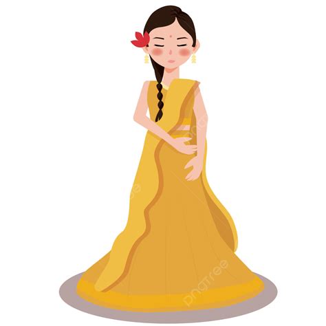 Haldi Ceremony Bride Girl Indian Wedding Rituals Vector Haldi Bride