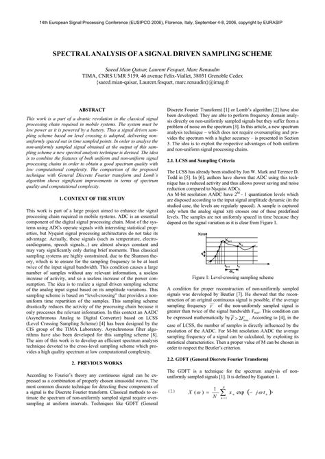 pdf spectral analysis of a signal driven sampling scheme