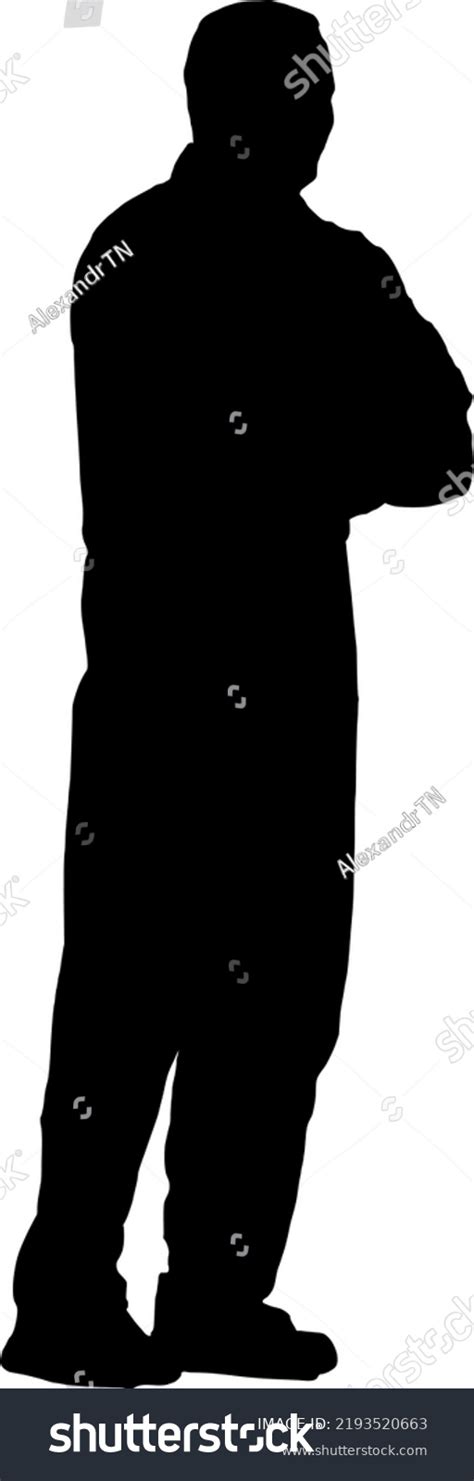 Standing Silhouette Man Isolated Vector Silhouette Stock Vector