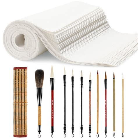 Eaasty 110 Pcs Chinese Calligraphy Paper Brush Set Xuan Rice Paper