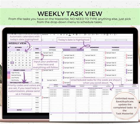 Google Sheets Planner To Do List Spreadsheet Priority Etsy