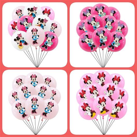 10pcs 12 Inch Pink Minnie Mouse Latex Balloon Party Supplies Party