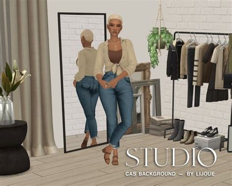 Studio Cas Background With Mirror Lijoue In Sims Cas