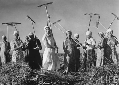 Margaret Bourke White Russian Womens Brigade Wielding Crude Rakes To