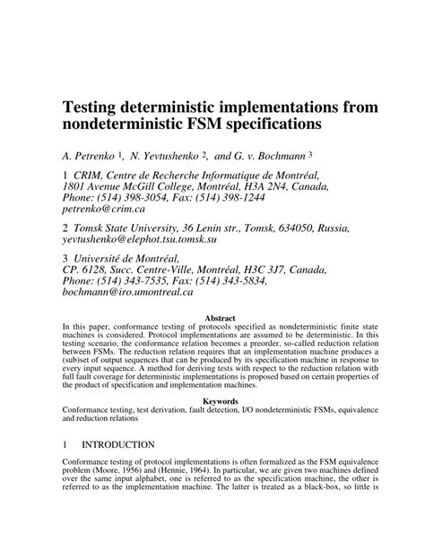 [pdf] testing deterministic implementations from nondeterministic fsm specifications