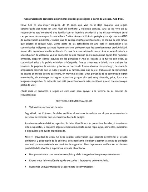 Construcci N De Protocolo En Primeros Auxilios Psicol Gicos A Partir De