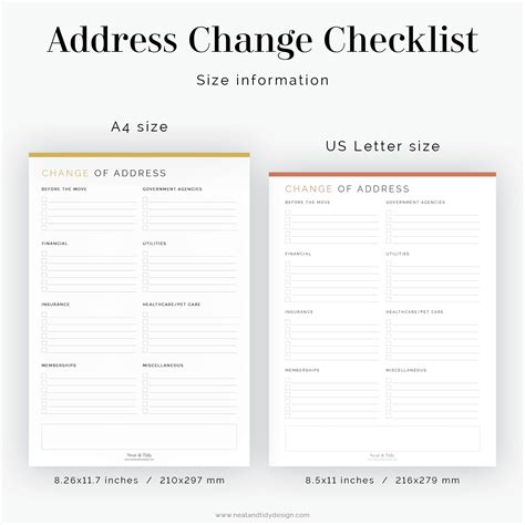 Change Of Address Checklist Fillable Moving Planner Printable